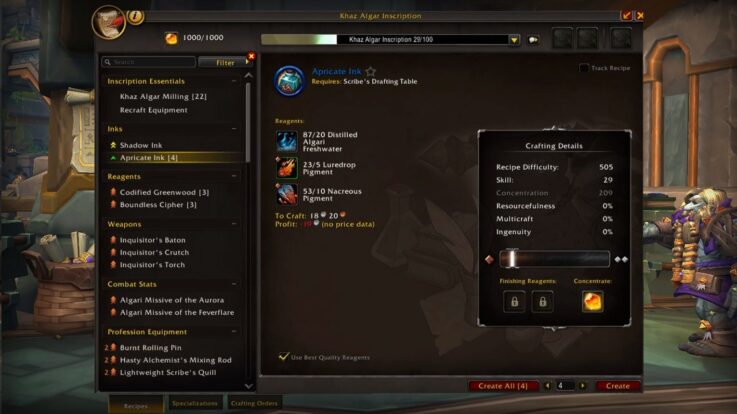 WoW TWW Inscription Leveling Guide (Fast 1-100 Skill Upgrade)